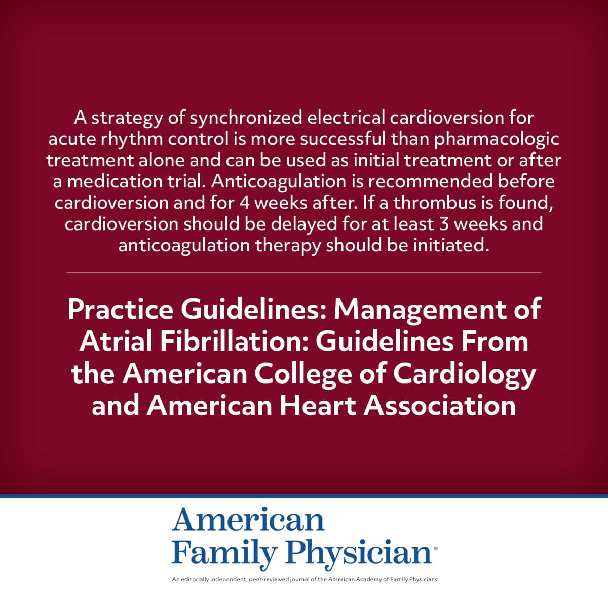 Management of Atrial Fibrillation: Guidelines From the American College ...