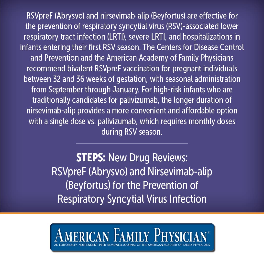 RSVpreF (Abrysvo) and Nirsevimab-alip (Beyfortus) for the Prevention of ...