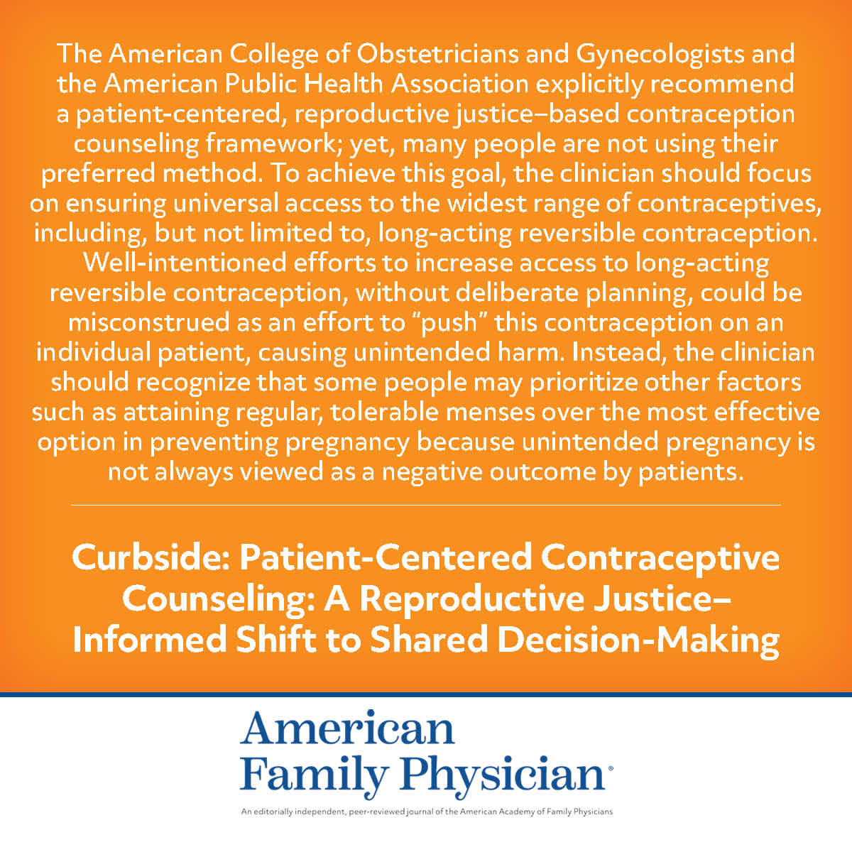 Patient-Centered Contraceptive Counseling: A Reproductive Justice ...